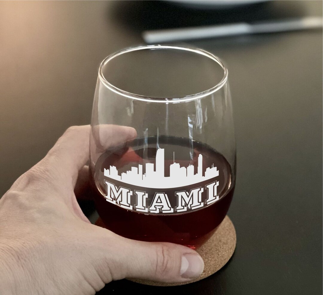 MIAMI Skyline Glass Gift ENGRAVED Moving to Miami New Home Love Miami ...