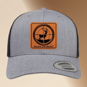 Leather Patch Personalized Hunting Hat | Engraved Adjustable Trucker ...