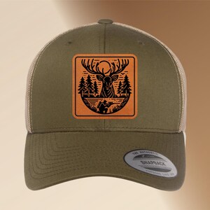 Leather Patch Personalized Hunting Hat | Engraved Adjustable Trucker ...