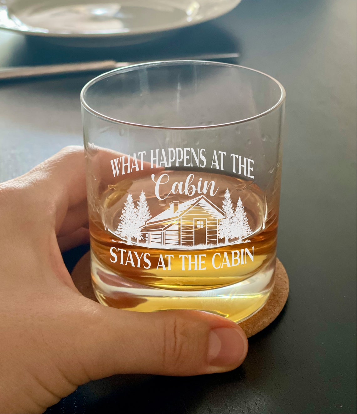 Custom Cabin Design Personalized ENGRAVED on Glassware Add - Etsy