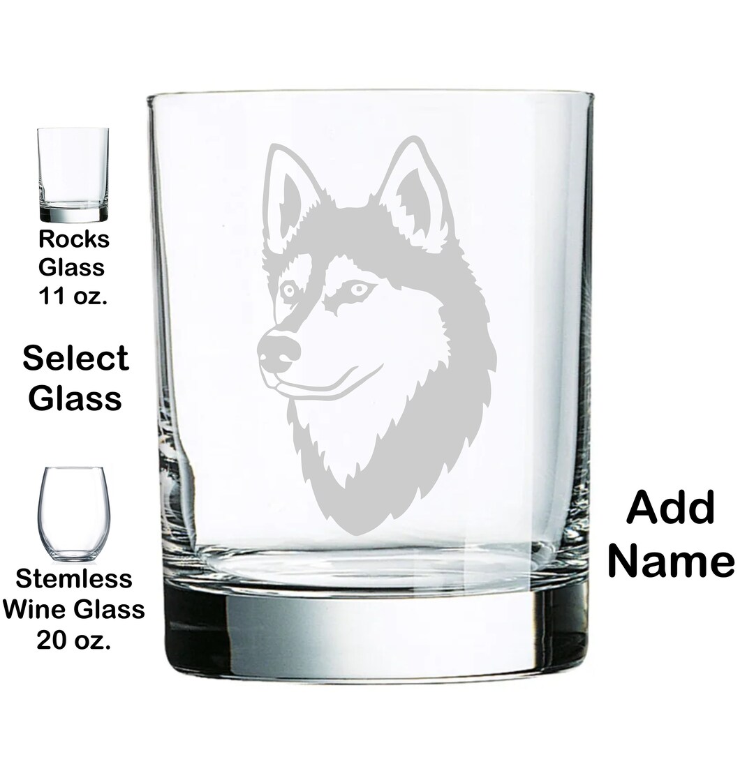 Custom HUSKY Dog Engraved Whiskey Glass or Wine Glass Gift - Etsy