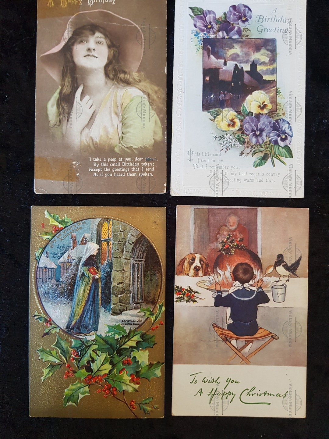 4 X Vintage Greetings Postcards - Etsy