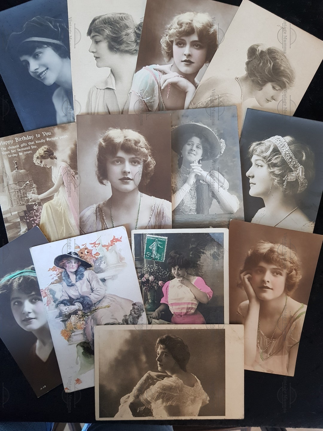 5 X Vintage Postcards/greetings - Beauties Theme - Random Selection ...