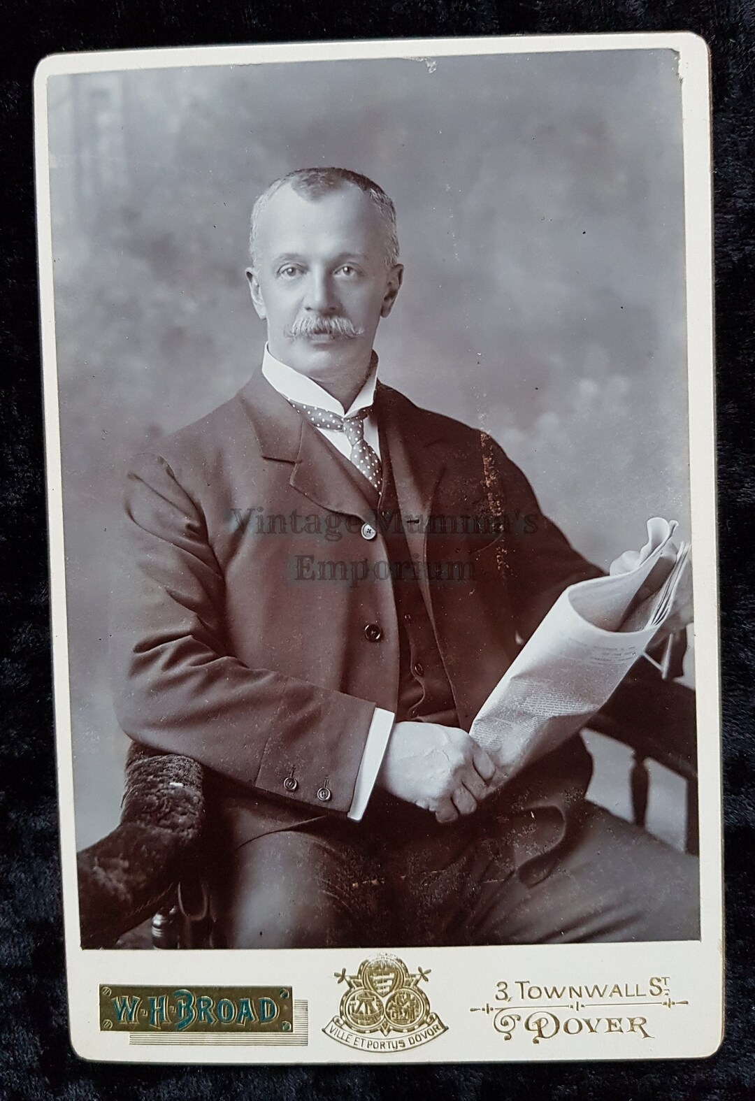 Cabinet Card - Man With Newspaper - Etsy