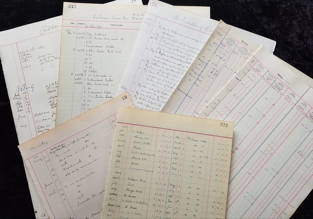 1860s-1960s - Set of 7 Ledger Pages - Option for Double Pack - Etsy
