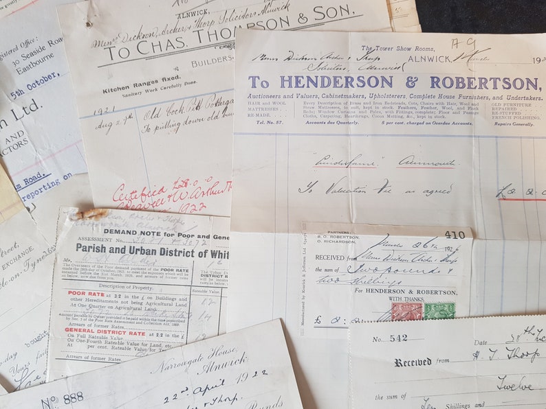 5 X 1920s Vintage Invoices - Etsy