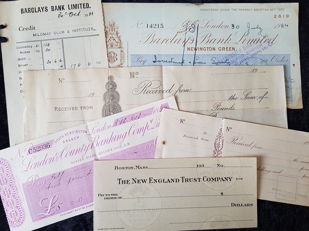 6 X Vintage Banking Documents - Etsy