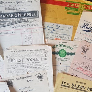 5 X 1930-40s Vintage Invoices - Etsy