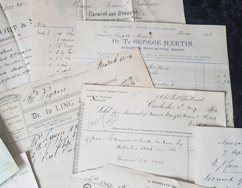 5 X 1800s Vintage Invoices - Etsy