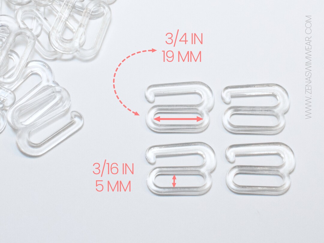 20PCS 3/4" / 19mm Clear Plastic Bra G Hooks for Swimwear, Lingerie and ...