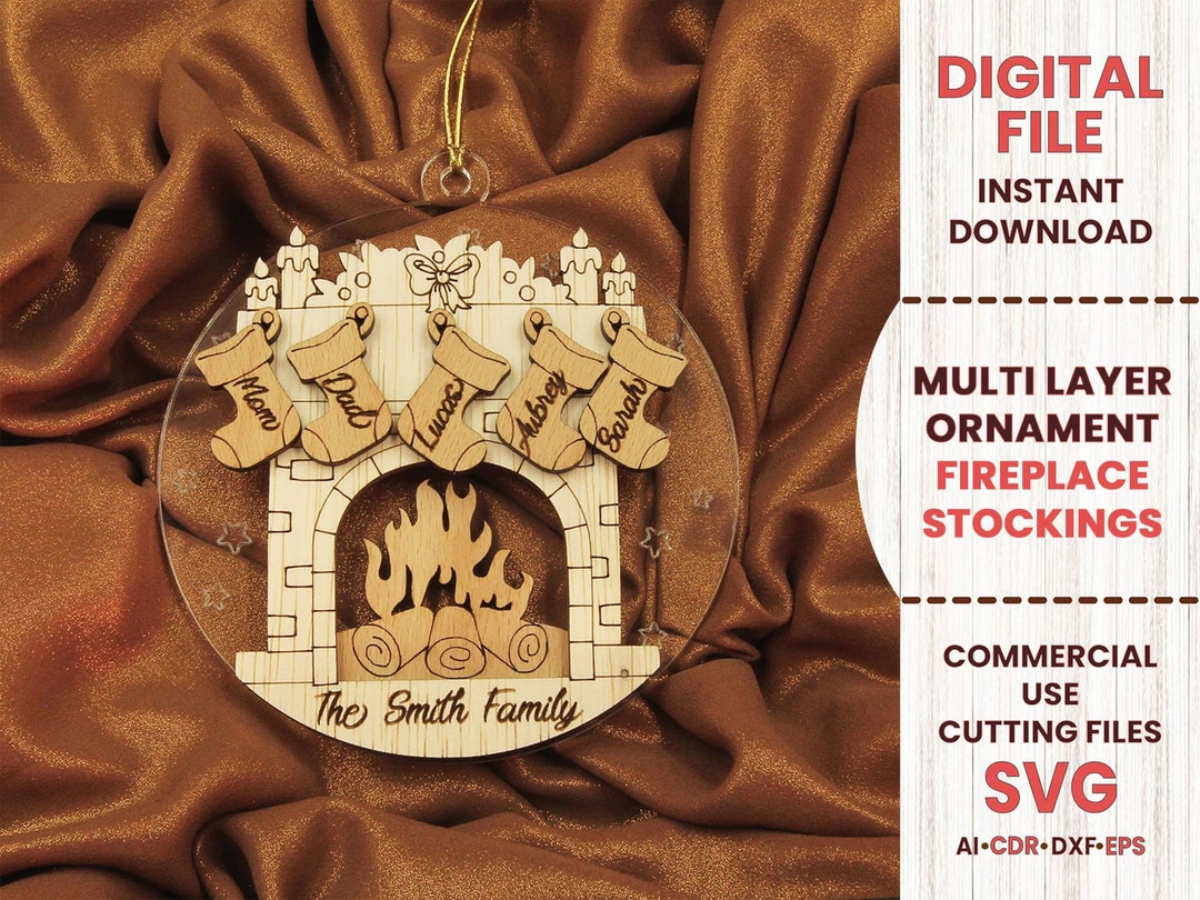 Multi Layer Christmas Ornament SVG | Fireplace Stockings Family ...