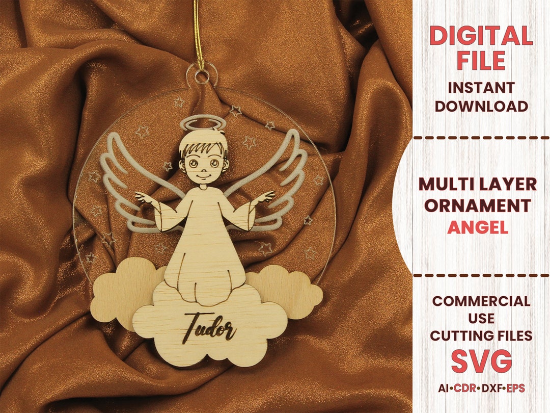 Multi Layer Christmas Ornament SVG | Angel Ornament Boy and Girl DXF ...
