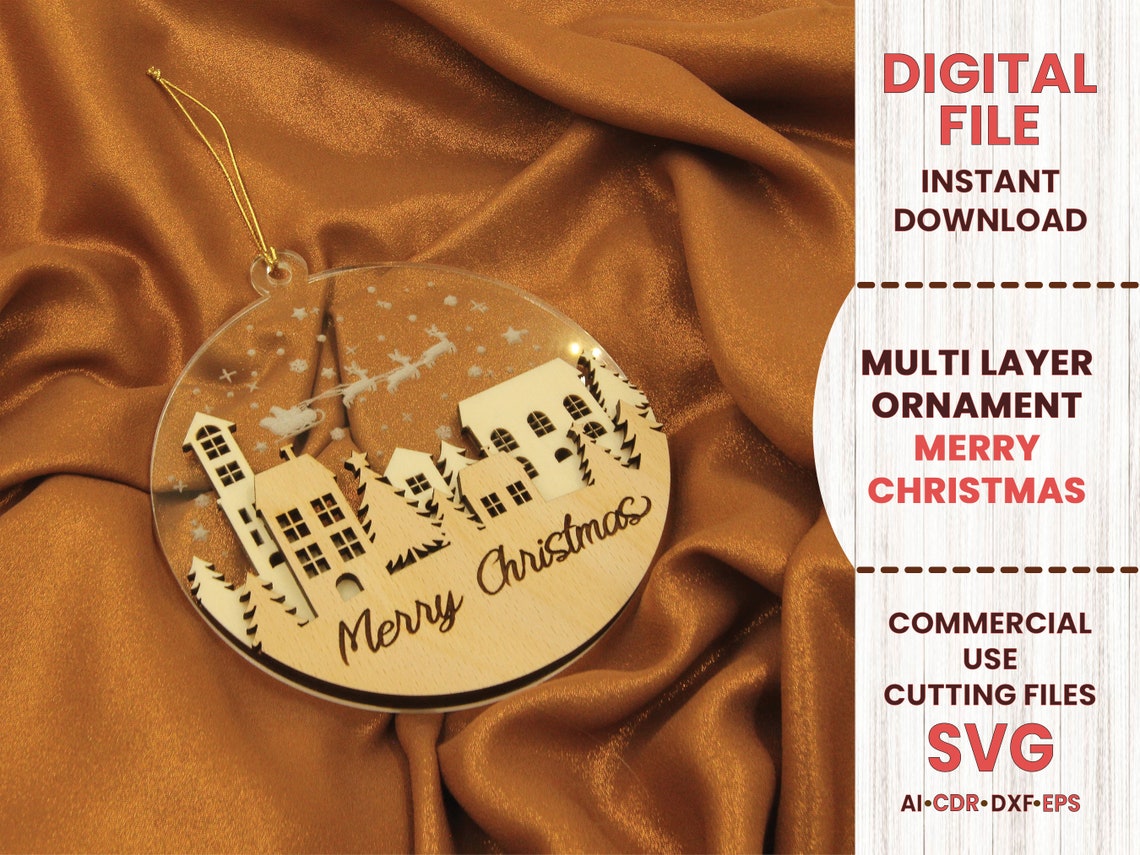 Multi Layer Christmas Ornament SVG | Merry Christmas Layered Ornament ...