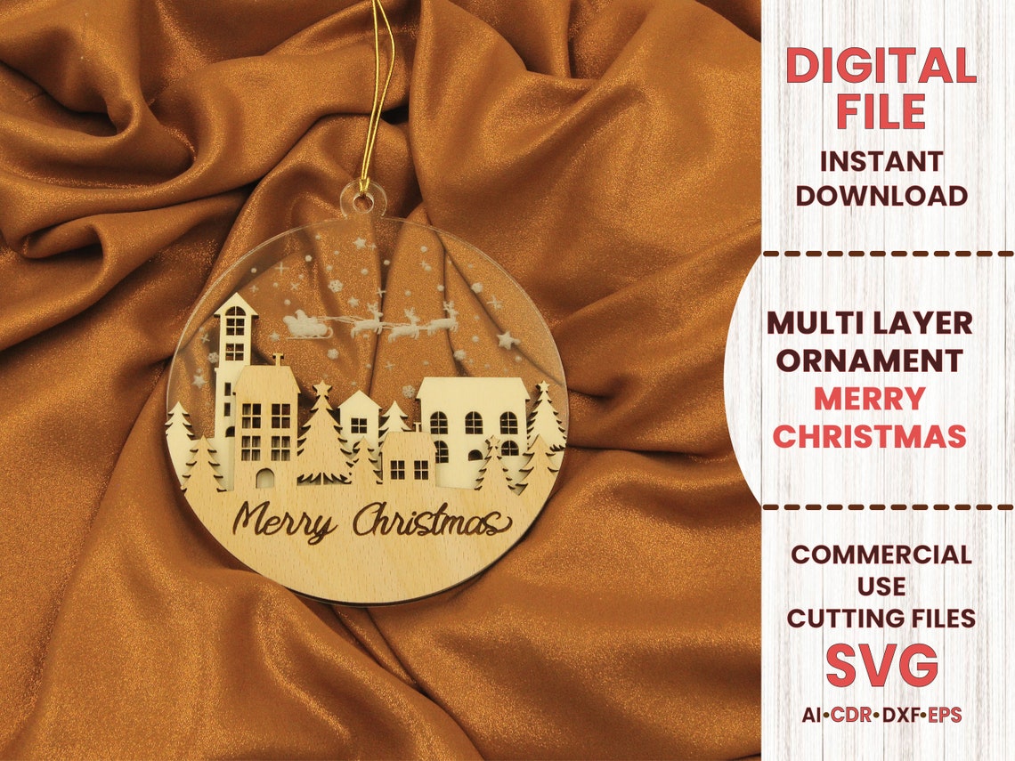 Multi Layer Christmas Ornament SVG Merry Christmas Layered - Etsy