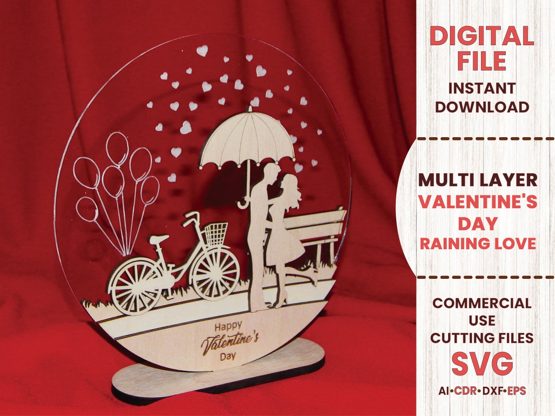 Multi Layer Valentine's Day SVG | Valentine's Day Gift DXF | Laser Cut ...