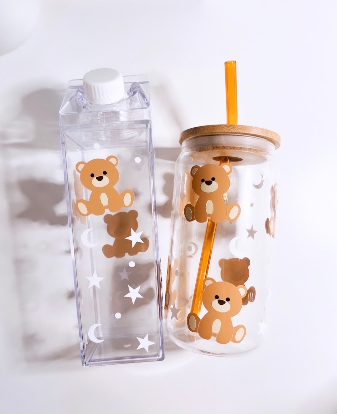 Teddy Bear Glass Cup Teddy Bear Waterbottle Teddy Bear Cup - Etsy