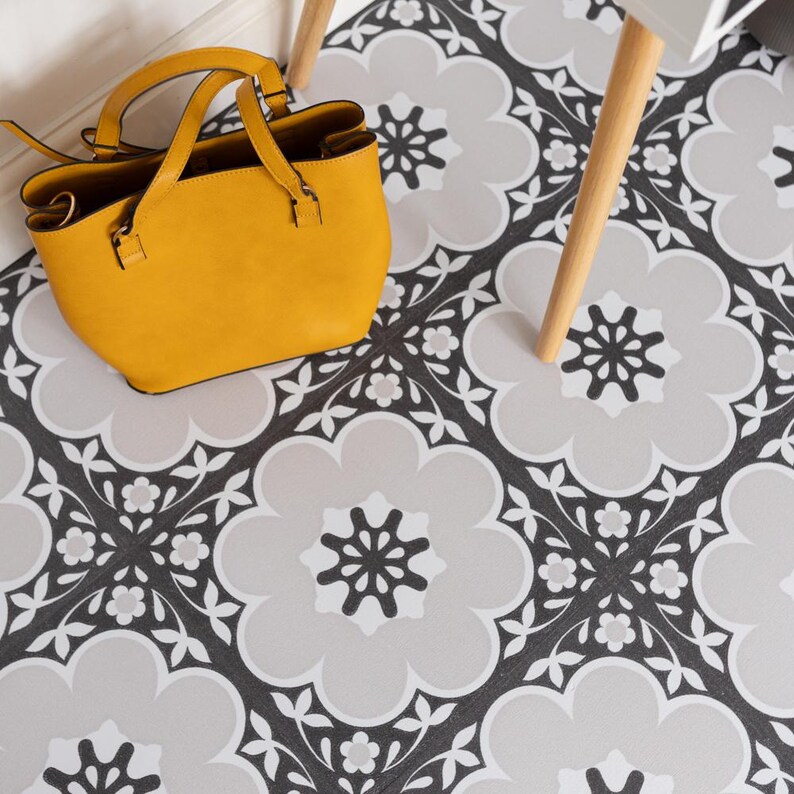 SAMPLE (FULL TILE) Daphne Black Self-adhesive Vinyl Floor Tile - Etsy