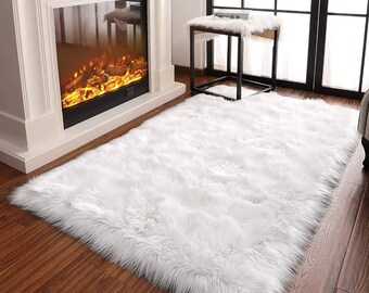 White Faux Fur Rug | Etsy