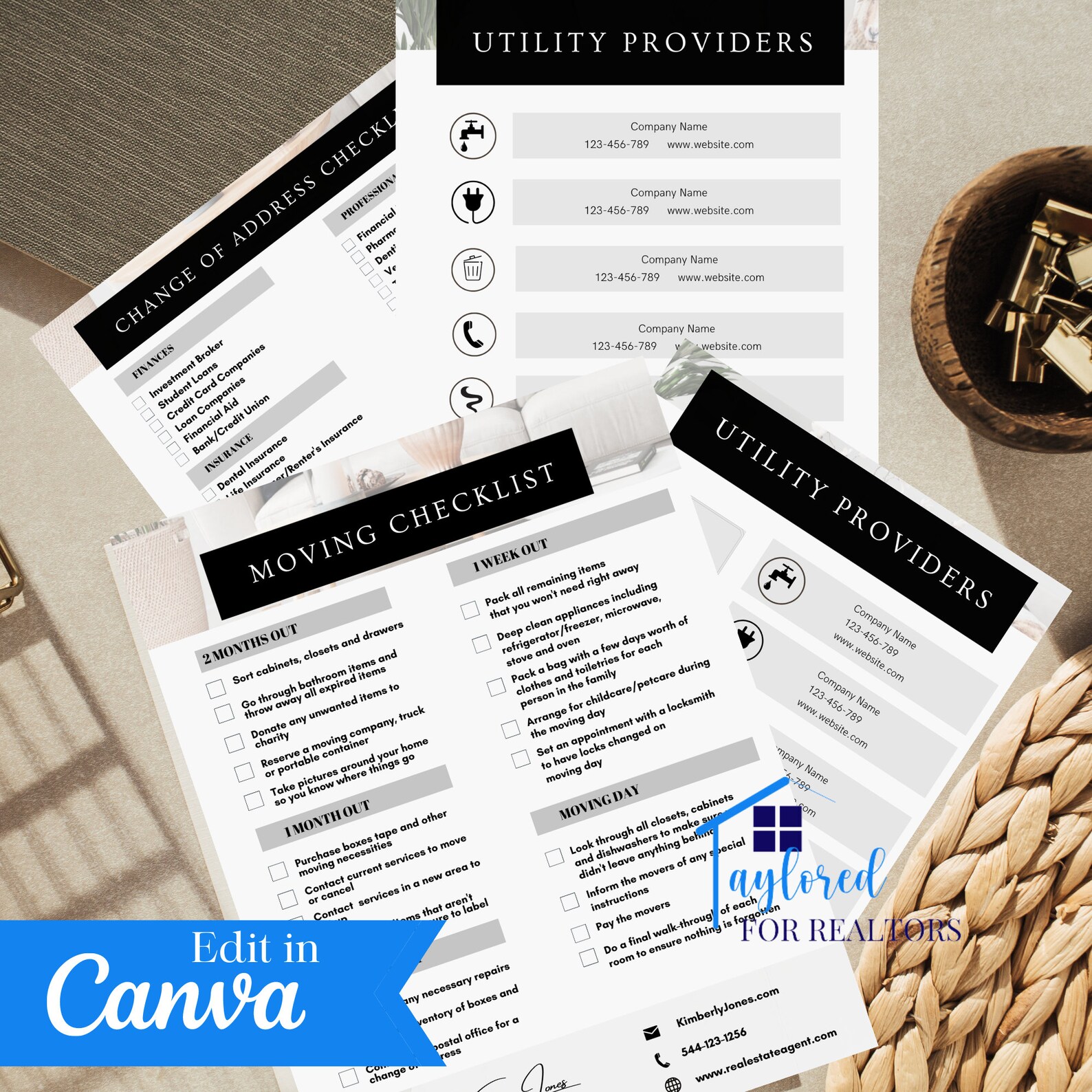Real Estate Moving Checklist, Realtor Moving Guide, Change of Address ...