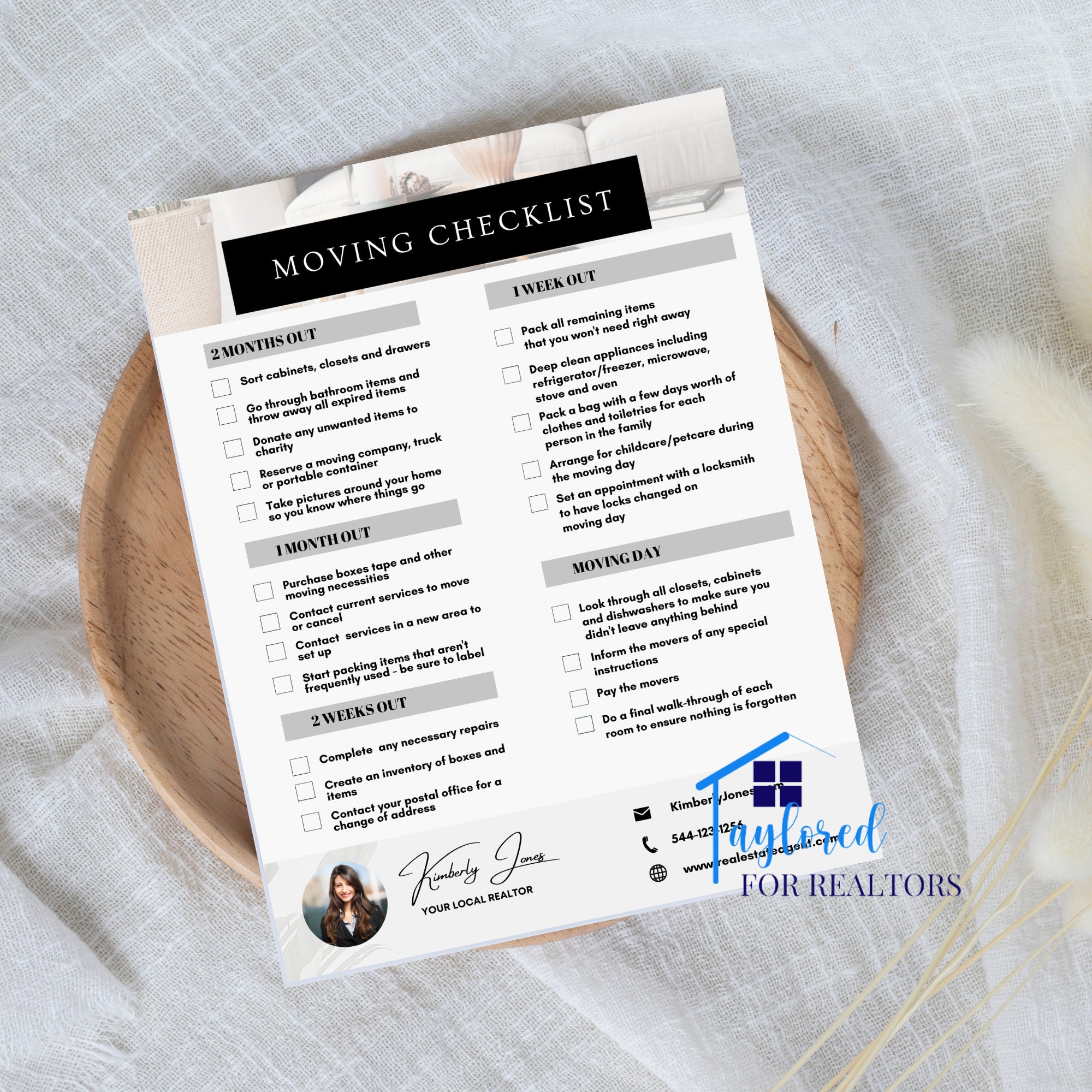 Real Estate Moving Checklist, Realtor Moving Guide, Change of Address ...