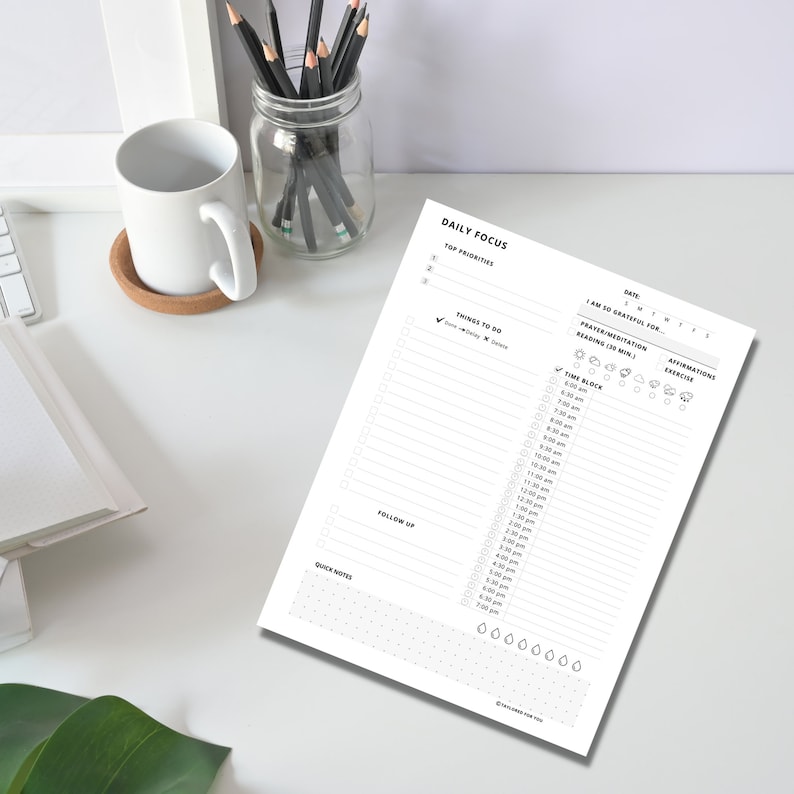 Daily Focus Planner Printable/planner Inserts/planner Pages/undated ...