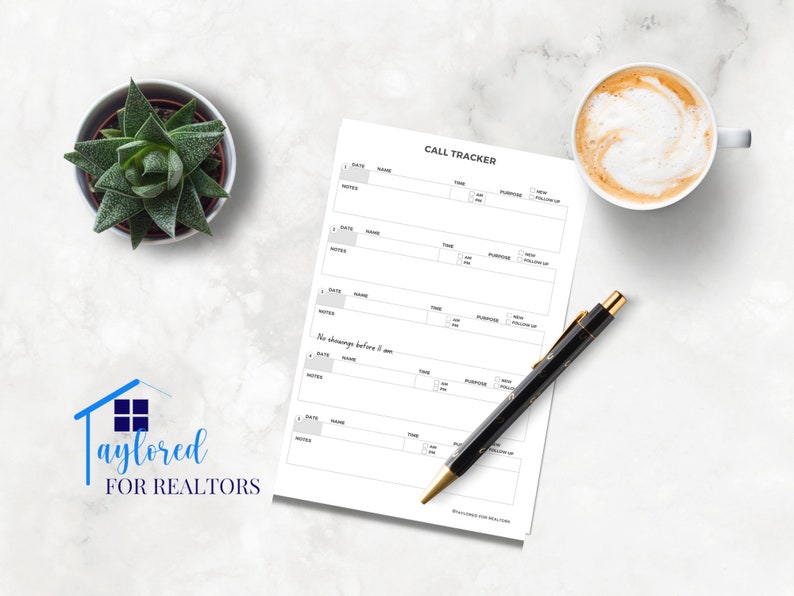 Realtor Daily Call Log | Call Tracking Forms | Real Estate | Real ...