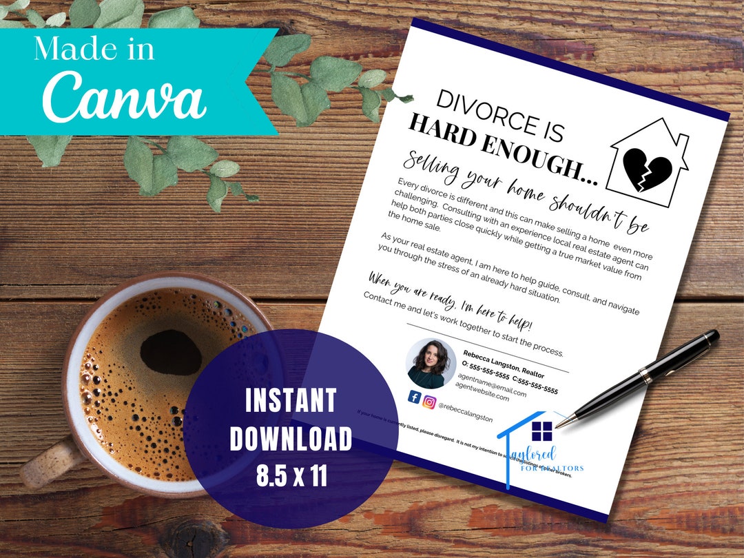 Real Estate Divorce Flyer, Divorce Prospecting Flyer, Real Estate Canva ...