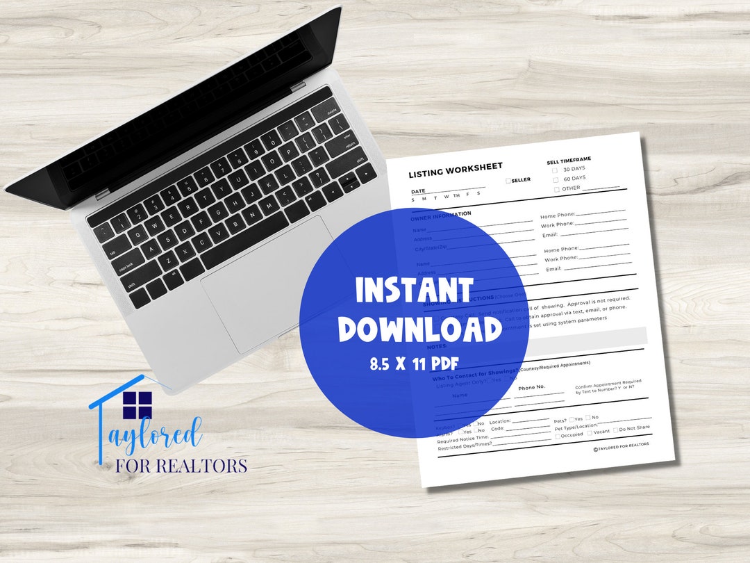 Real Estate Listing Worksheet | Real Estate | Real Estate Agent ...