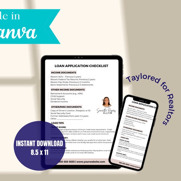 Mortgage Loan Application Checklist - Etsy