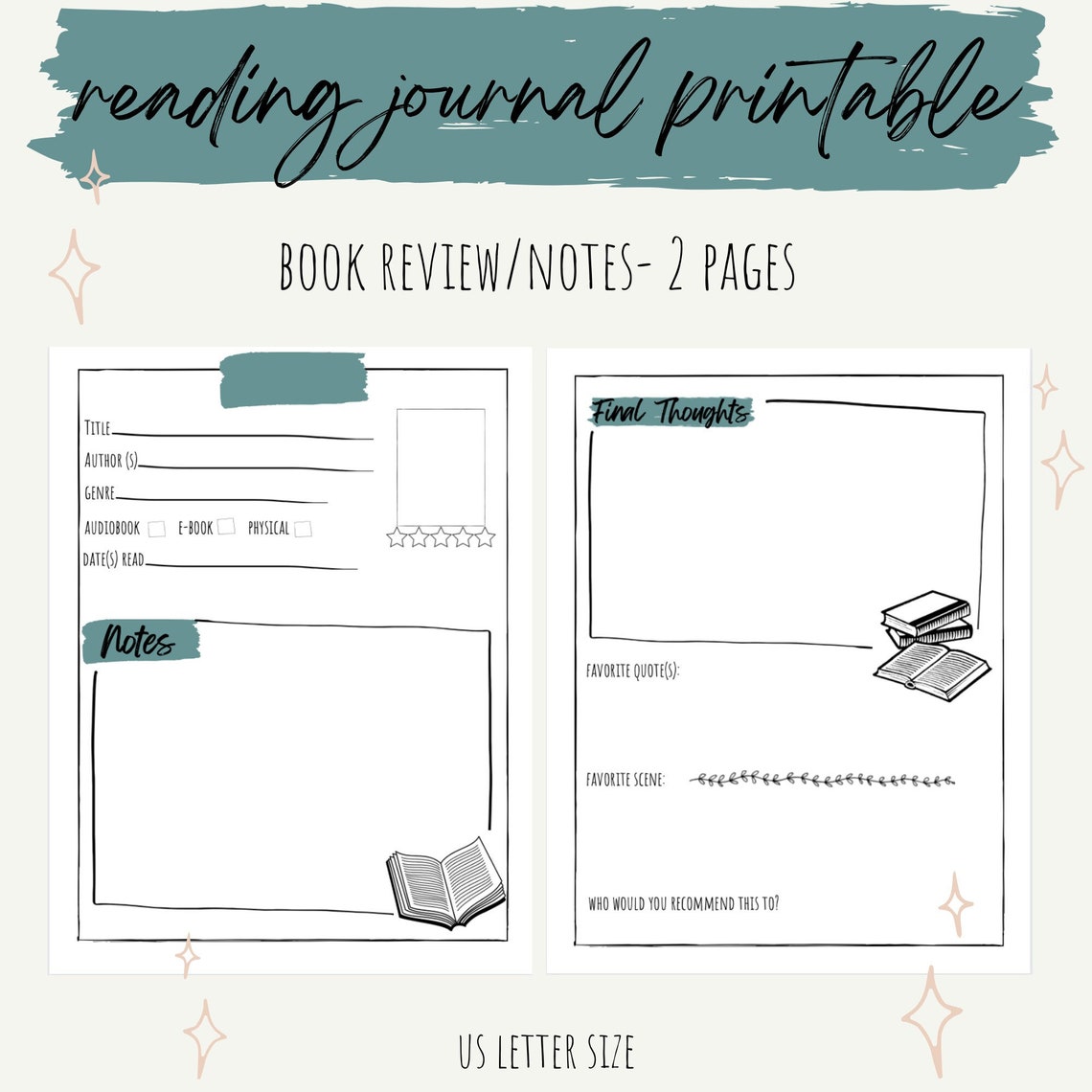Book Review Digital Download/printable Long Form - Etsy