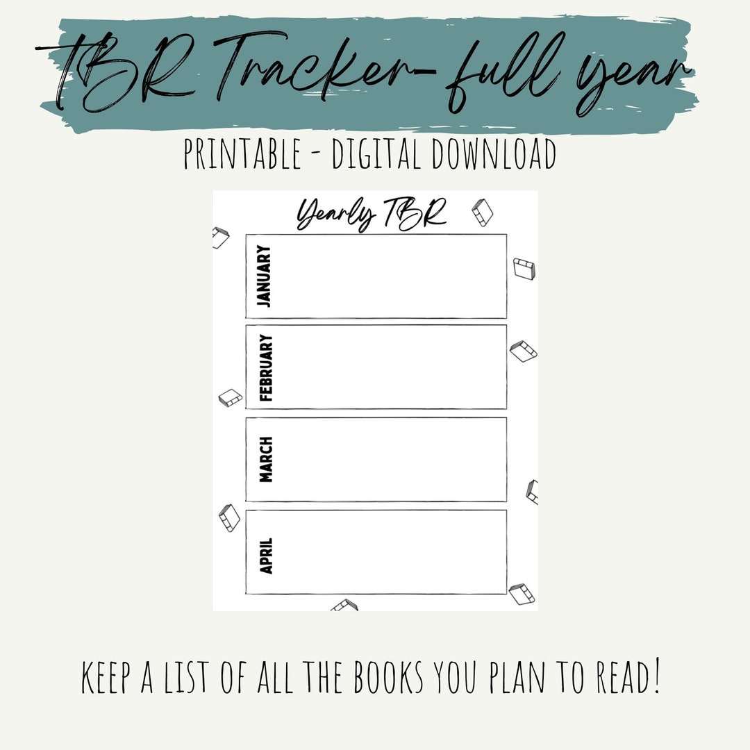 Full Year TBR Tracker Printable, Digital Download - Etsy