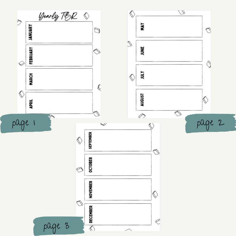 Full Year TBR Tracker Printable, Digital Download - Etsy
