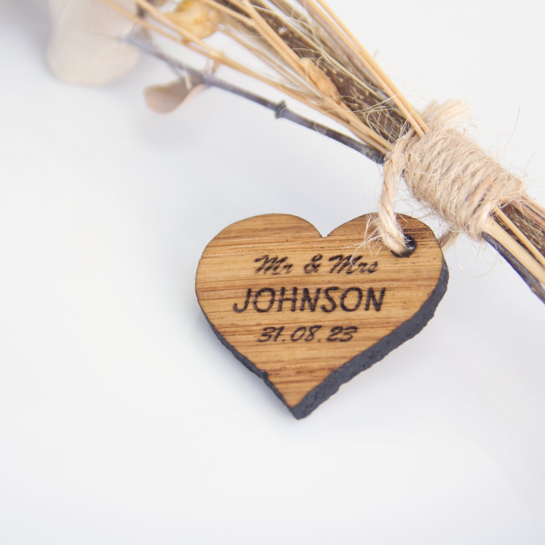 Custom Wooden Wedding Tags • Lovingly Crafted Guest Tokens • Gratitude ...