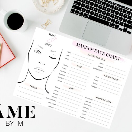 Makeup Artist Face Chart Makeup Artist Form Freelance Makeup - Etsy