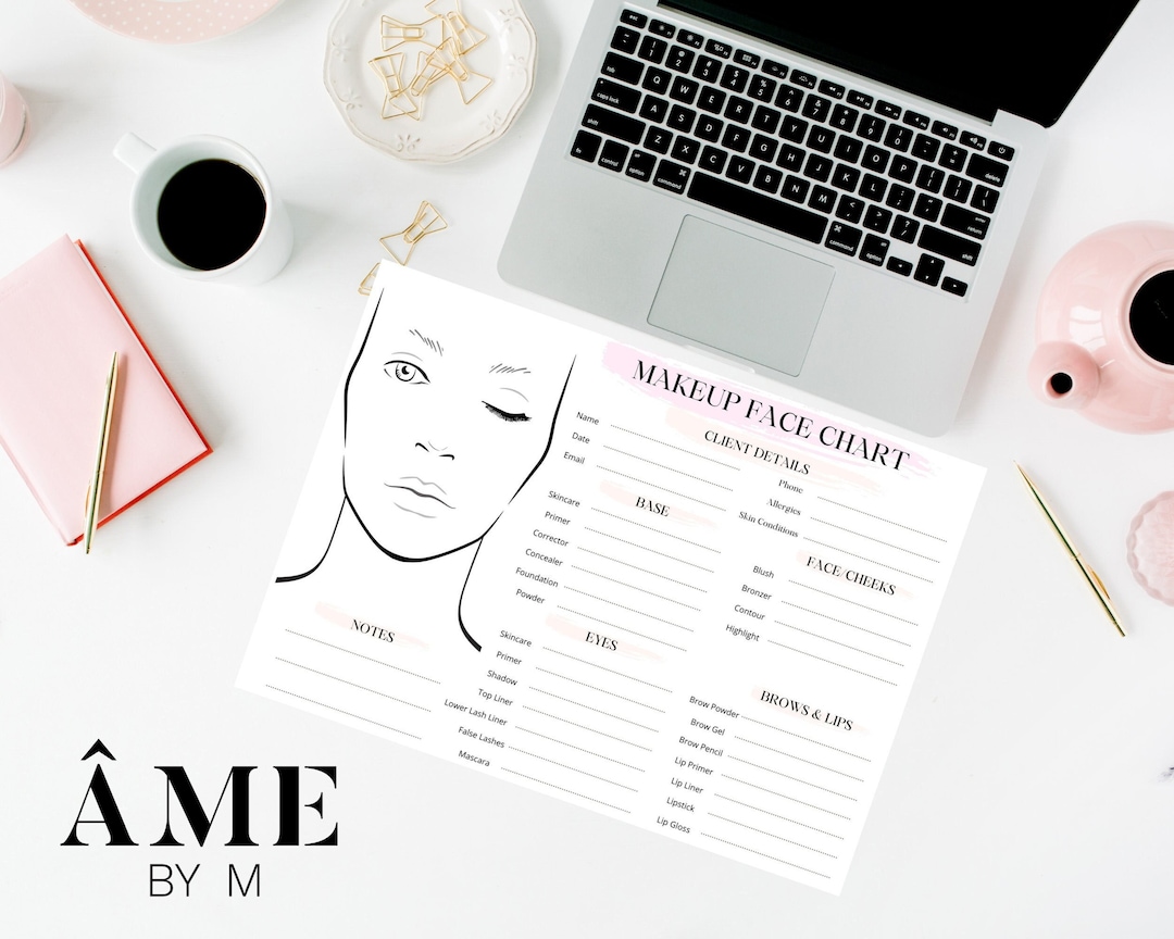 Makeup Artist Face Chart, Makeup Artist Form, Freelance Makeup Form ...