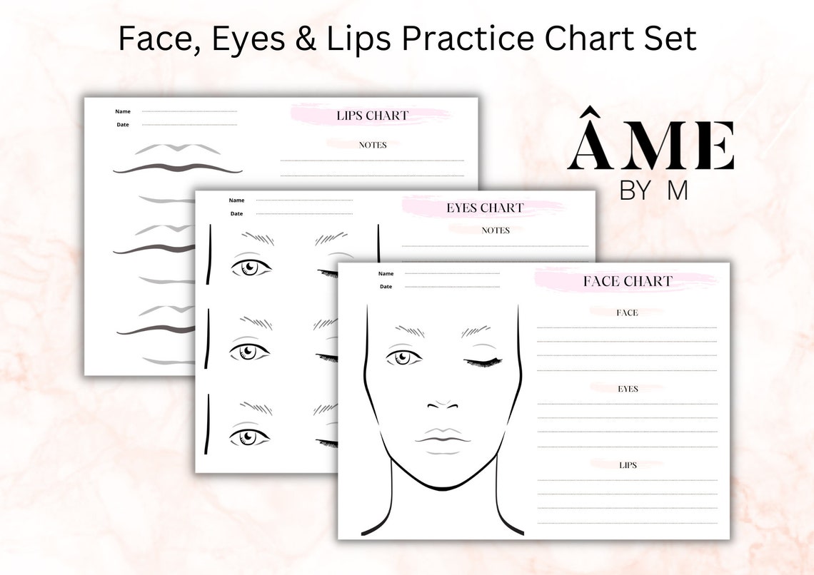 Makeup Artist Templates Set Makeup Practice Sheets Makeup - Etsy
