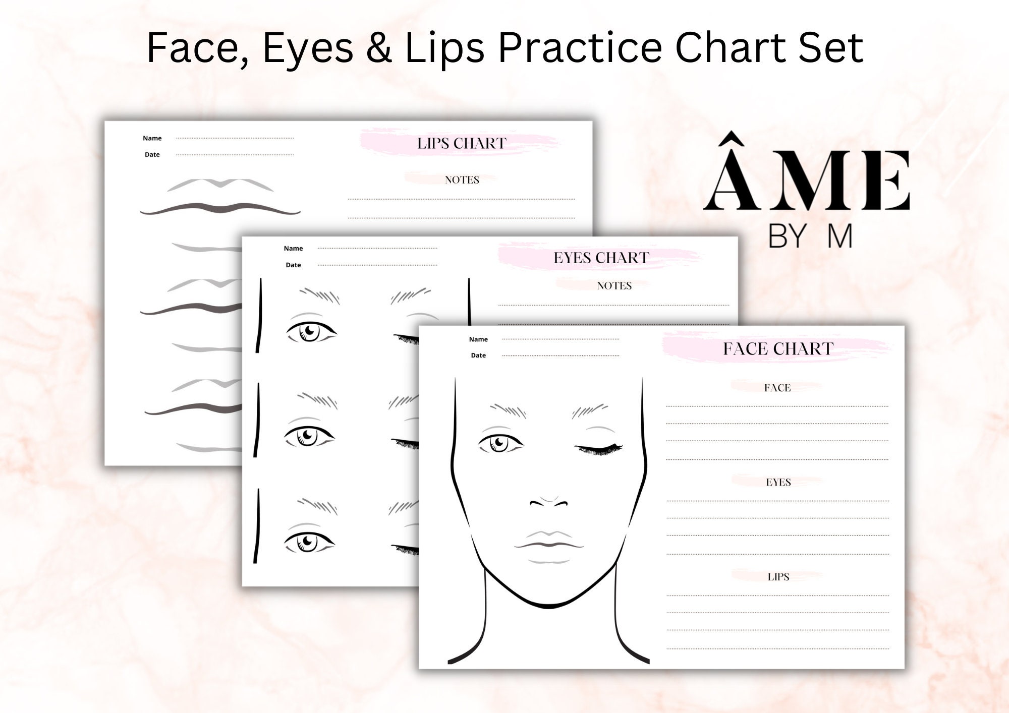 Makeup Artist Templates Set, Makeup Practice Sheets, Makeup Artist Face ...