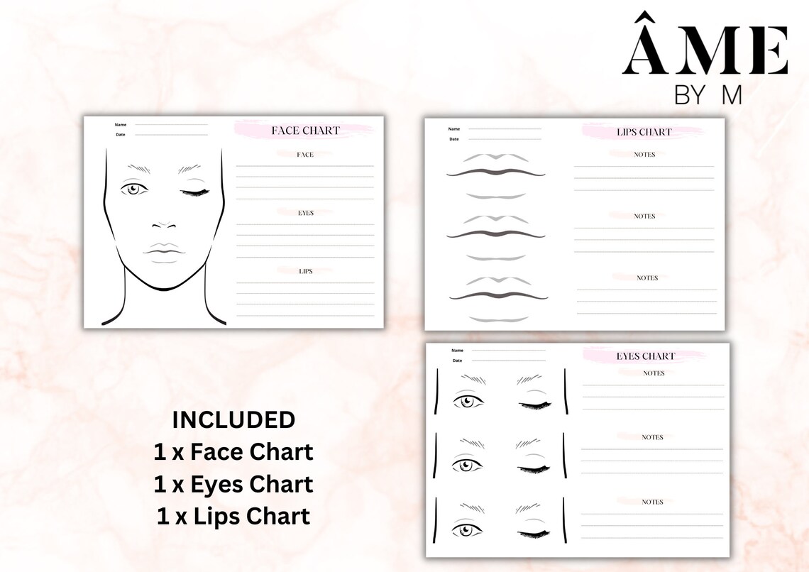 Makeup Artist Templates Set, Makeup Practice Sheets, Makeup Artist Face ...
