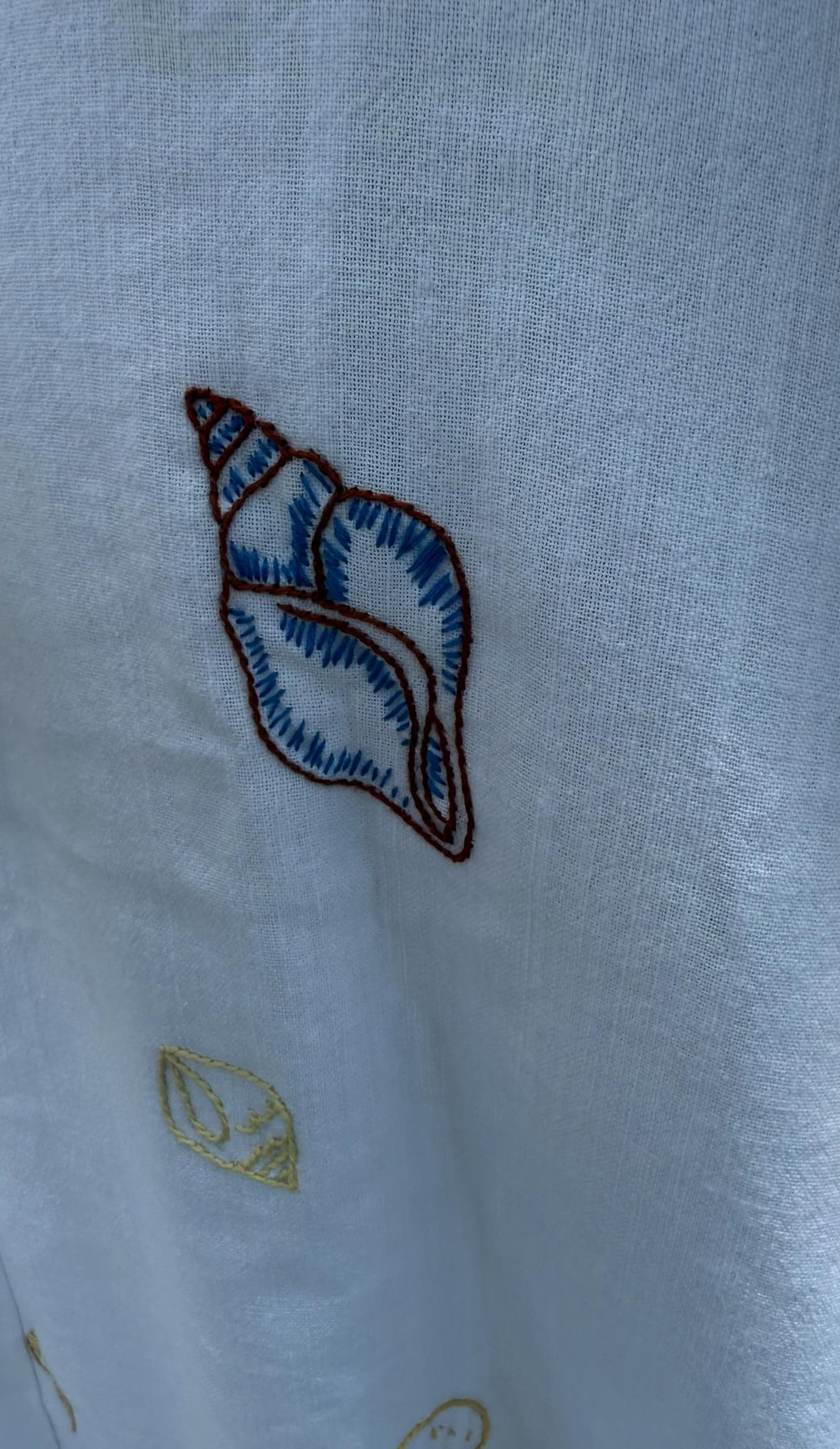 White Linen Dress With Seashell Embroidery – Coastal Boho Summer Dress ...