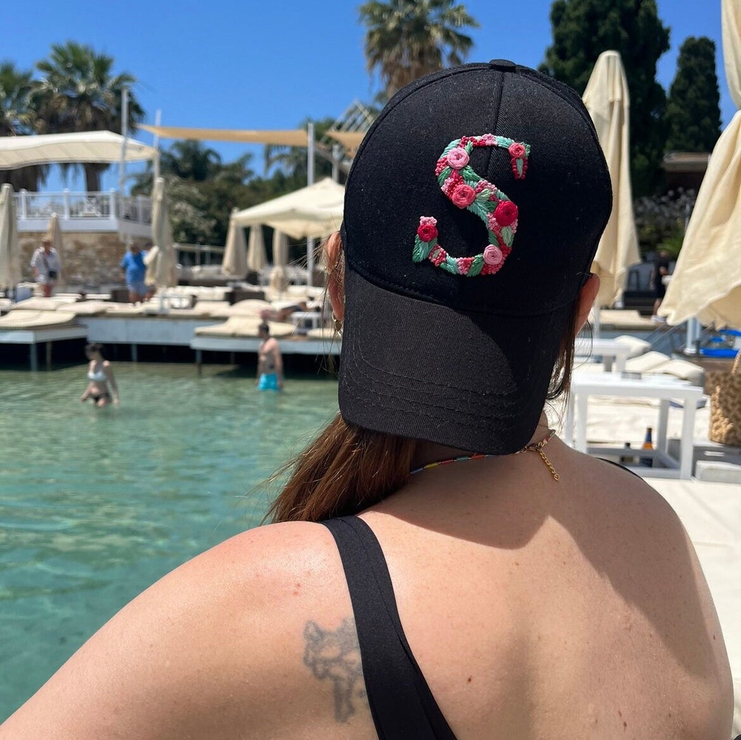 Custom Made Embroidery Letter Cap | Black Cap | Personalize Hat - Etsy