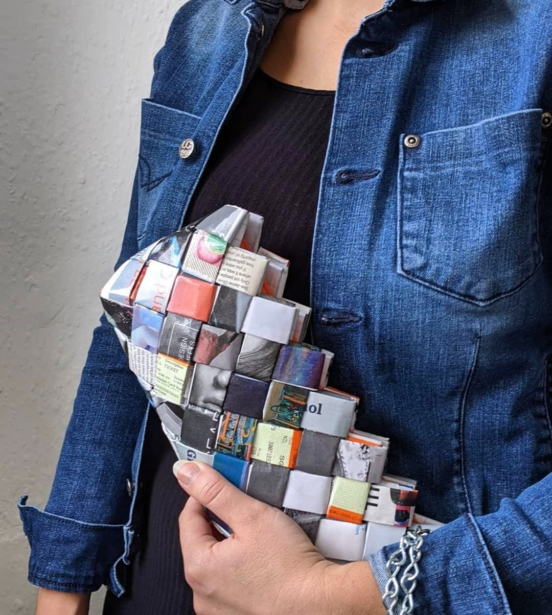 Recycled Magazine Clutch Purse, Silver Chain Strap - Etsy