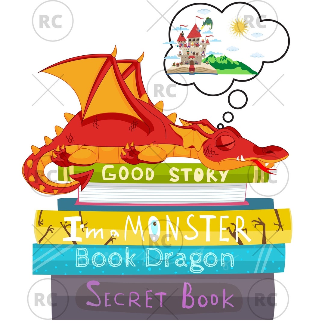 PNG Sleepy Book Dragon Print to Cut File Cricut Silhouette Sublimation ...