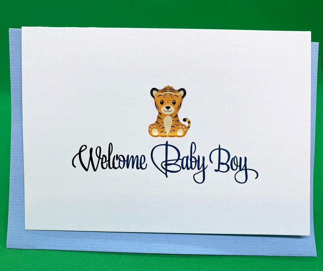 Tiger Cute Animal Baby Boy Welcome Card - Etsy