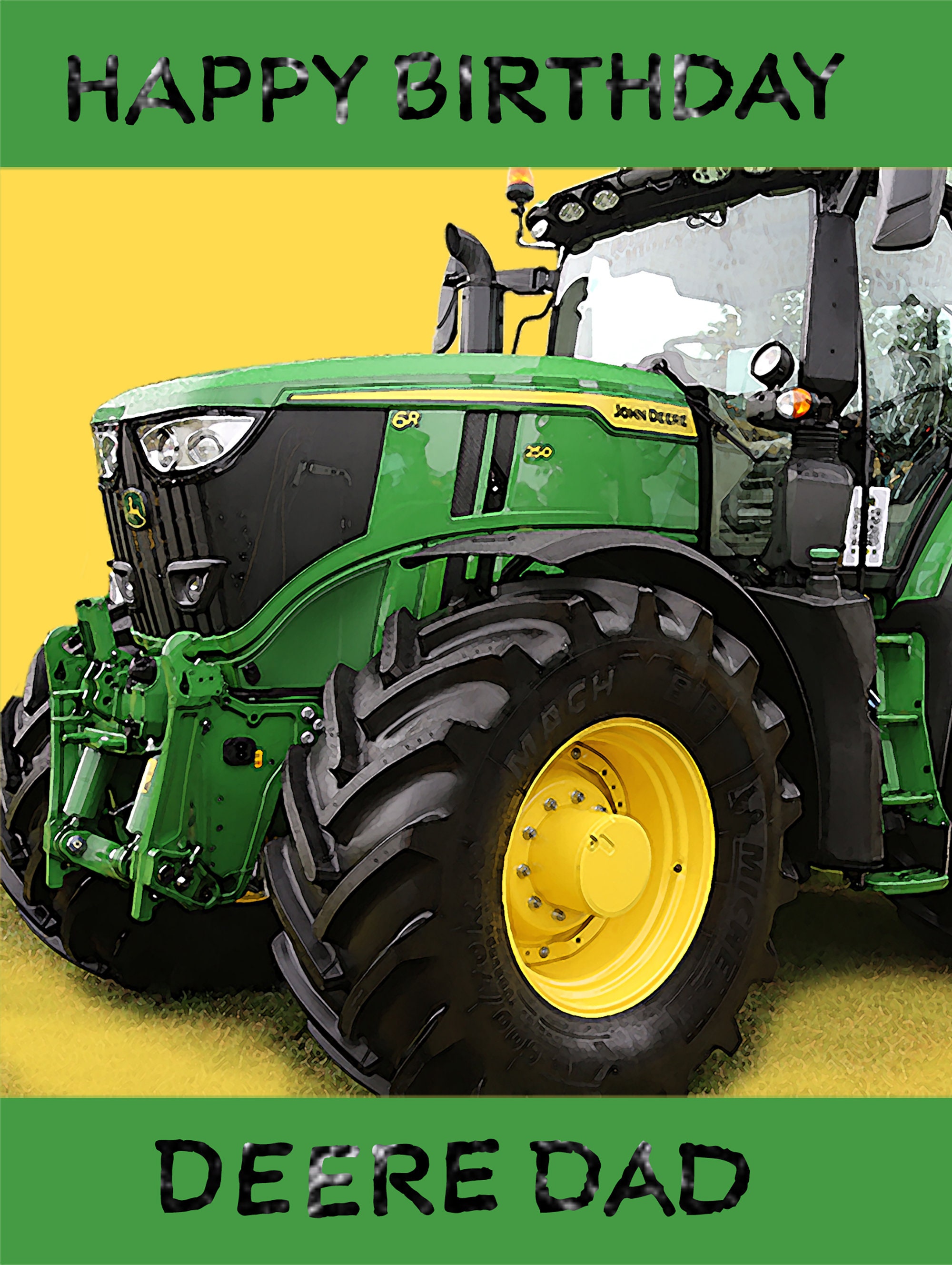 Tractor John Deere Card Happy Birthday Deere Dad Etsy