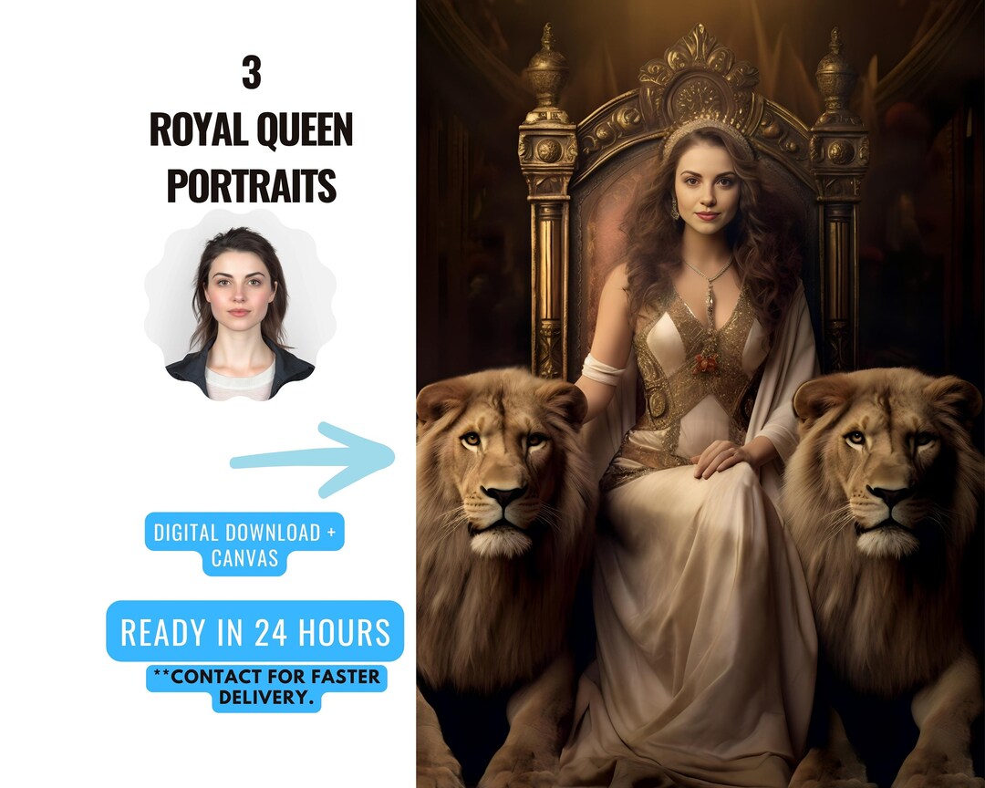 Custom Royal Queen Portrait From Photo | Renaissance Portrait | Canvas ...
