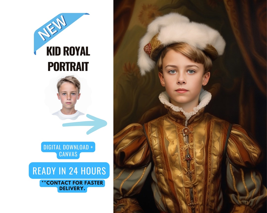 Custom Kid Royal Portrait From Photo | Personalized Prince Portrait | Portrait for Kids ...