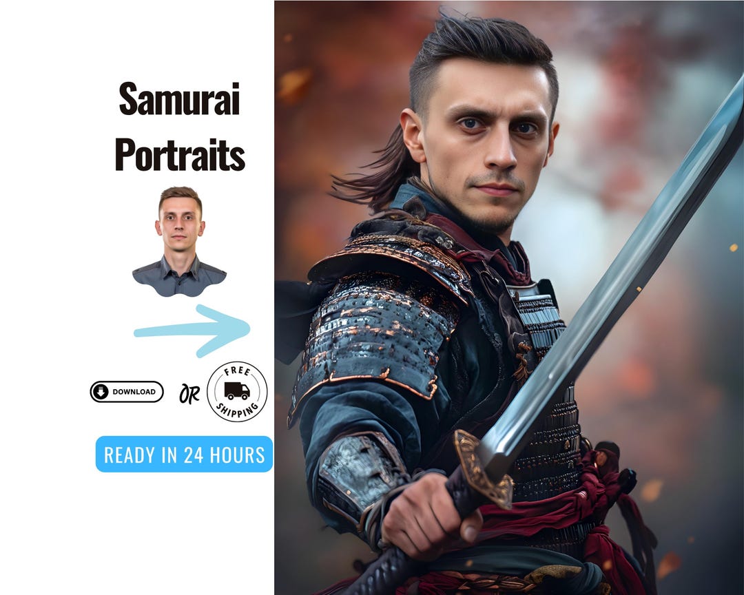 Custom Realistic Samurai Portrait, Personalized Portraits, Custom ...
