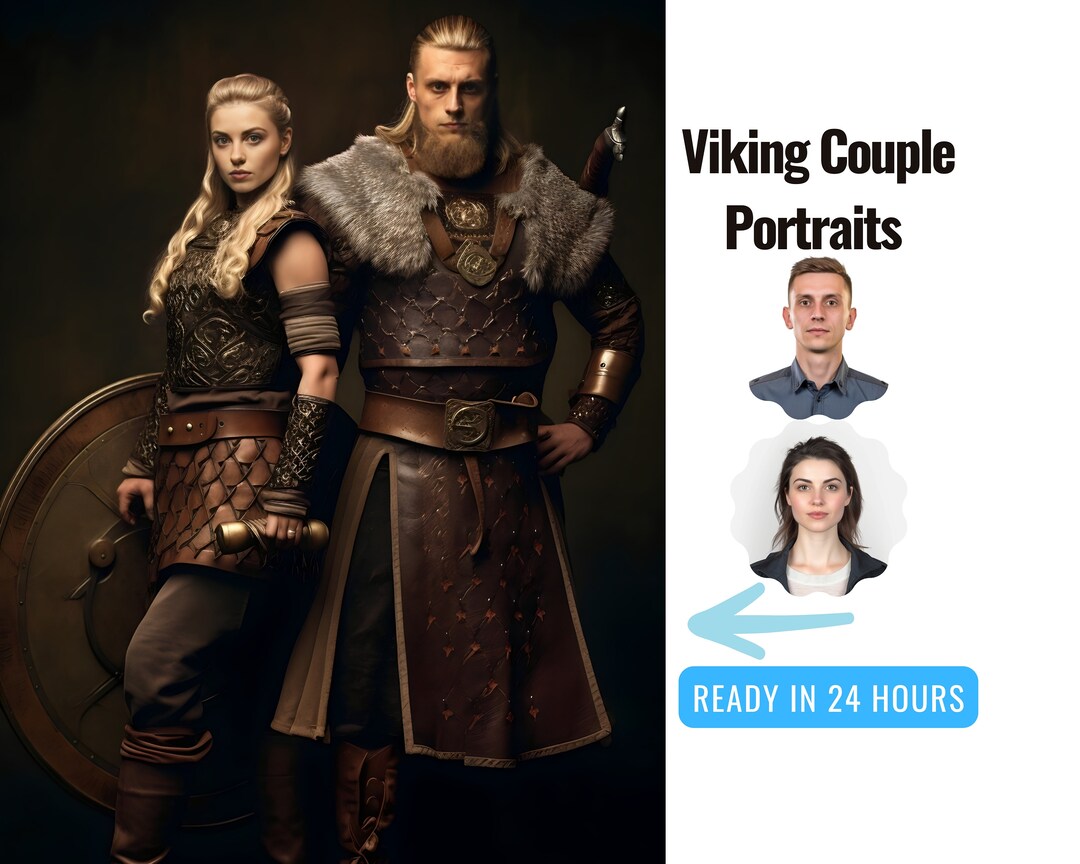 Custom Viking Couple From Photo | Viking Portrait | Viking Gifts ...