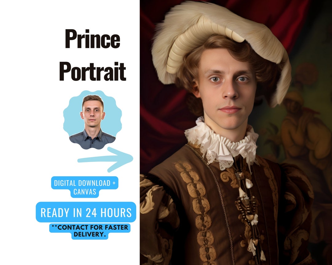 Personalized Royal Prince Portrait From Photo | Renaissance Portrait ...