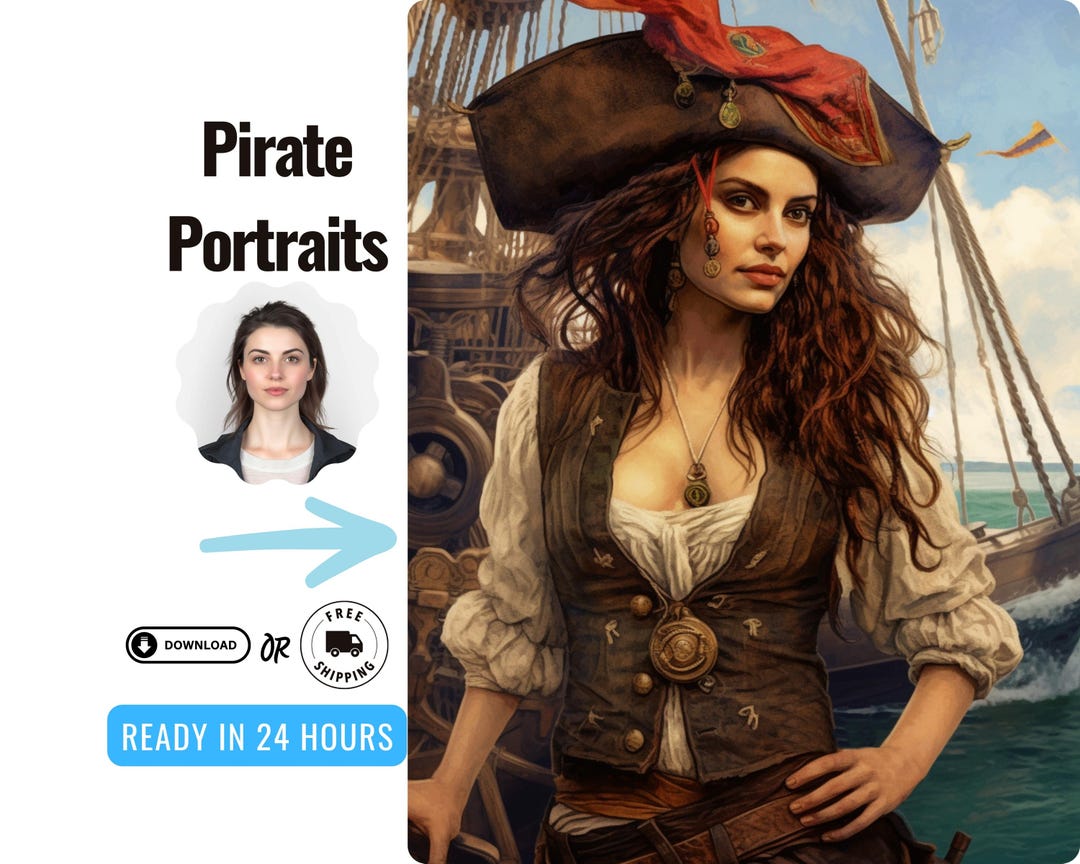 Custom Pirate Portrait From Photo , Pirate Gifts , Pirates of the ...